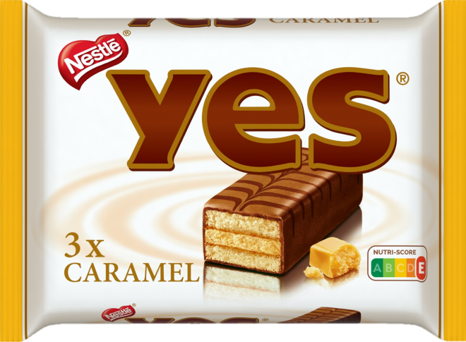 Nestlé YES Caramel Kuchen Riegel Snack 3x32g - Kuchenmeister